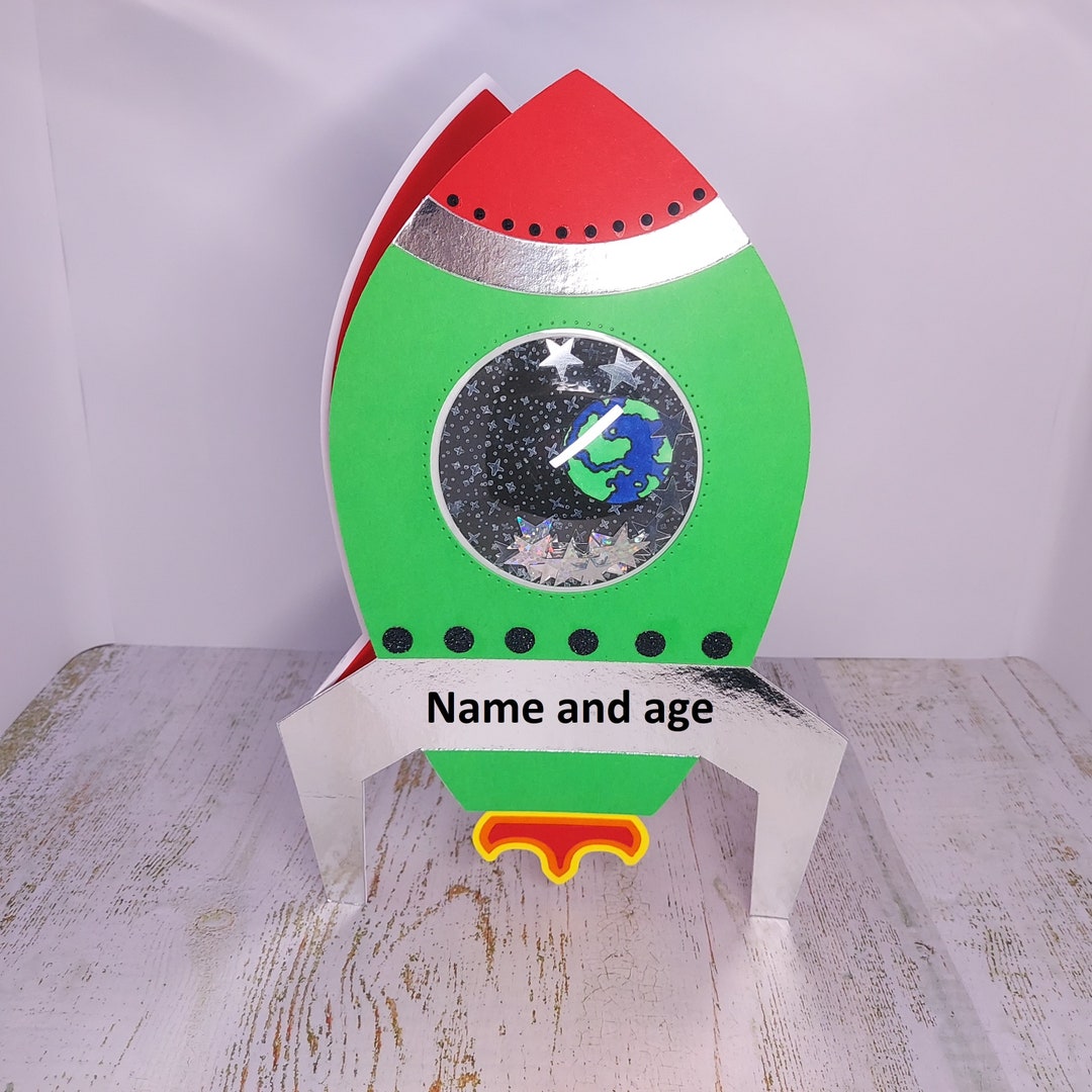 Rocket Birthday Card, Handmade, Shaker Card, Rocket, Space, Outer Space ...
