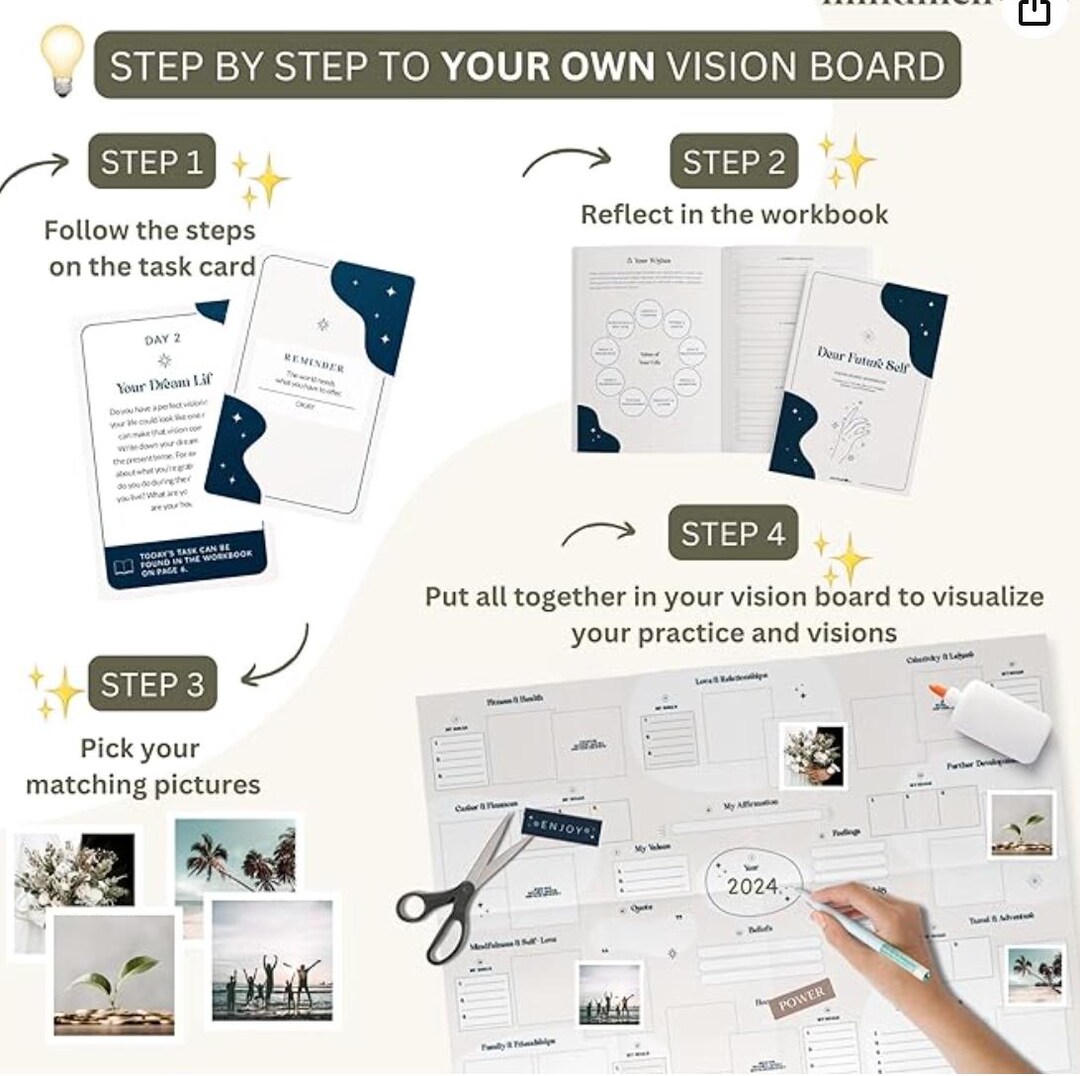 Vision Board Complete Kit 2025 Create Your Own Vision Board, Supplies ...