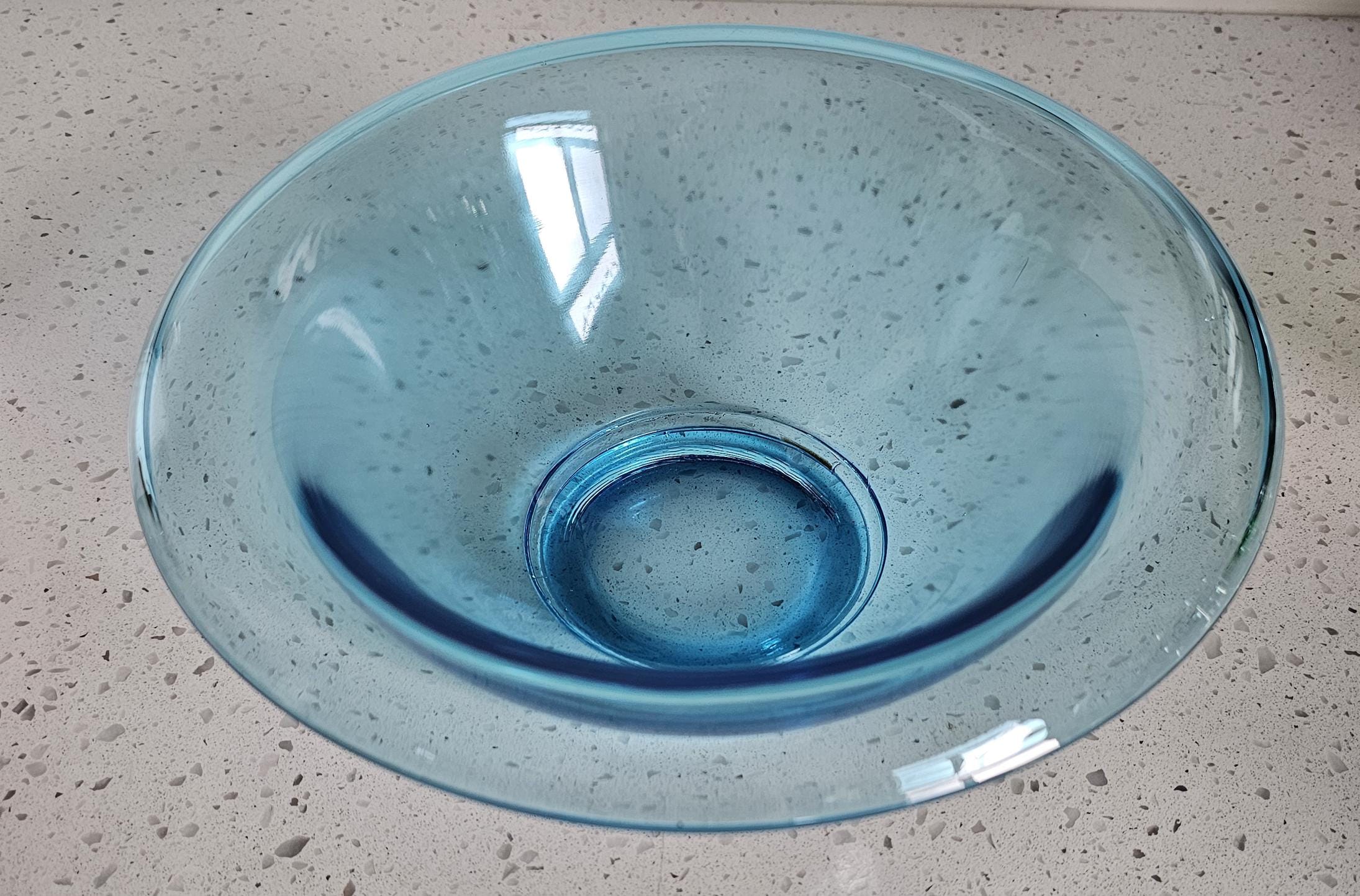 Aqua Blue Art Glass Centerpiece Console Glass Bowl, 10" - Etsy