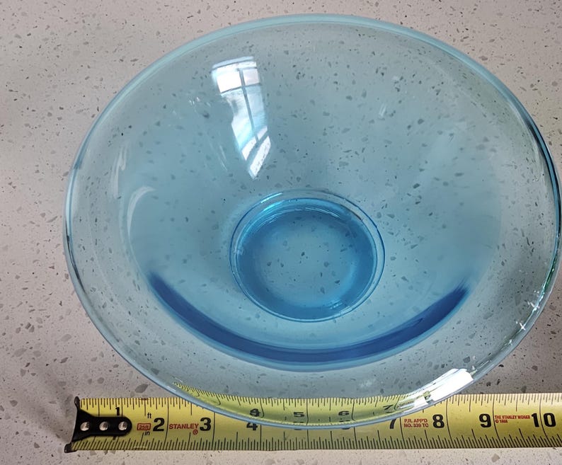 Aqua Blue Art Glass Centerpiece Console Glass Bowl, 10" - Etsy