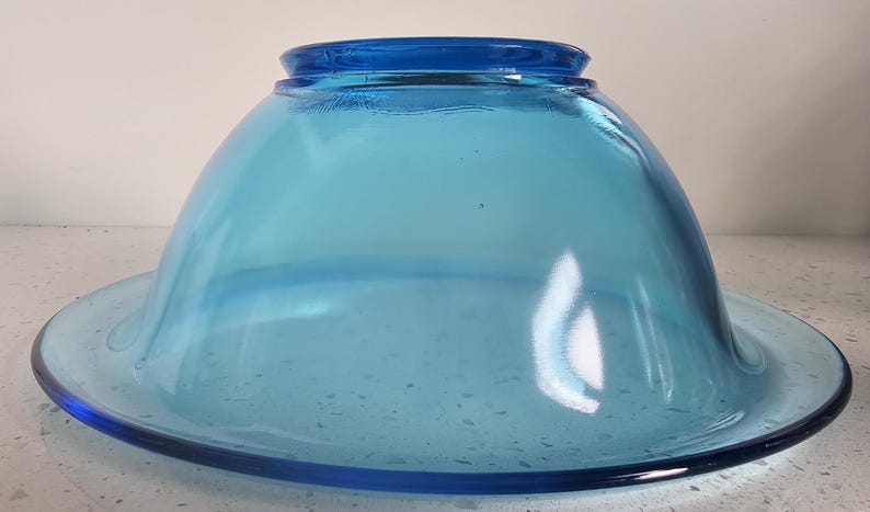 Aqua Blue Art Glass Centerpiece Console Glass Bowl, 10" - Etsy