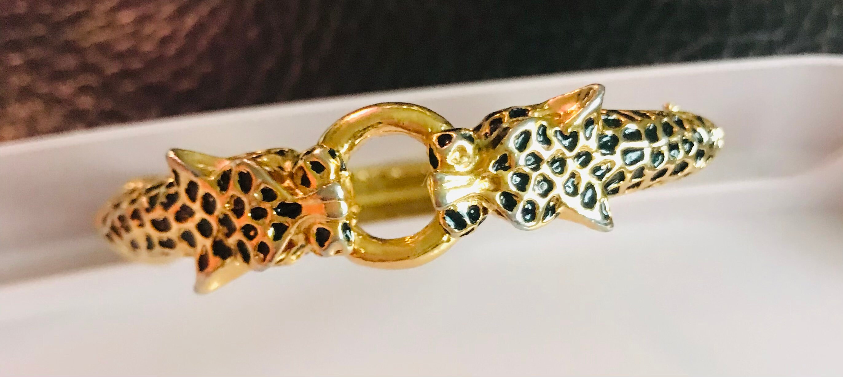 Signed Nicky Butler Double Panther Head Gold Tone Bangle - Etsy