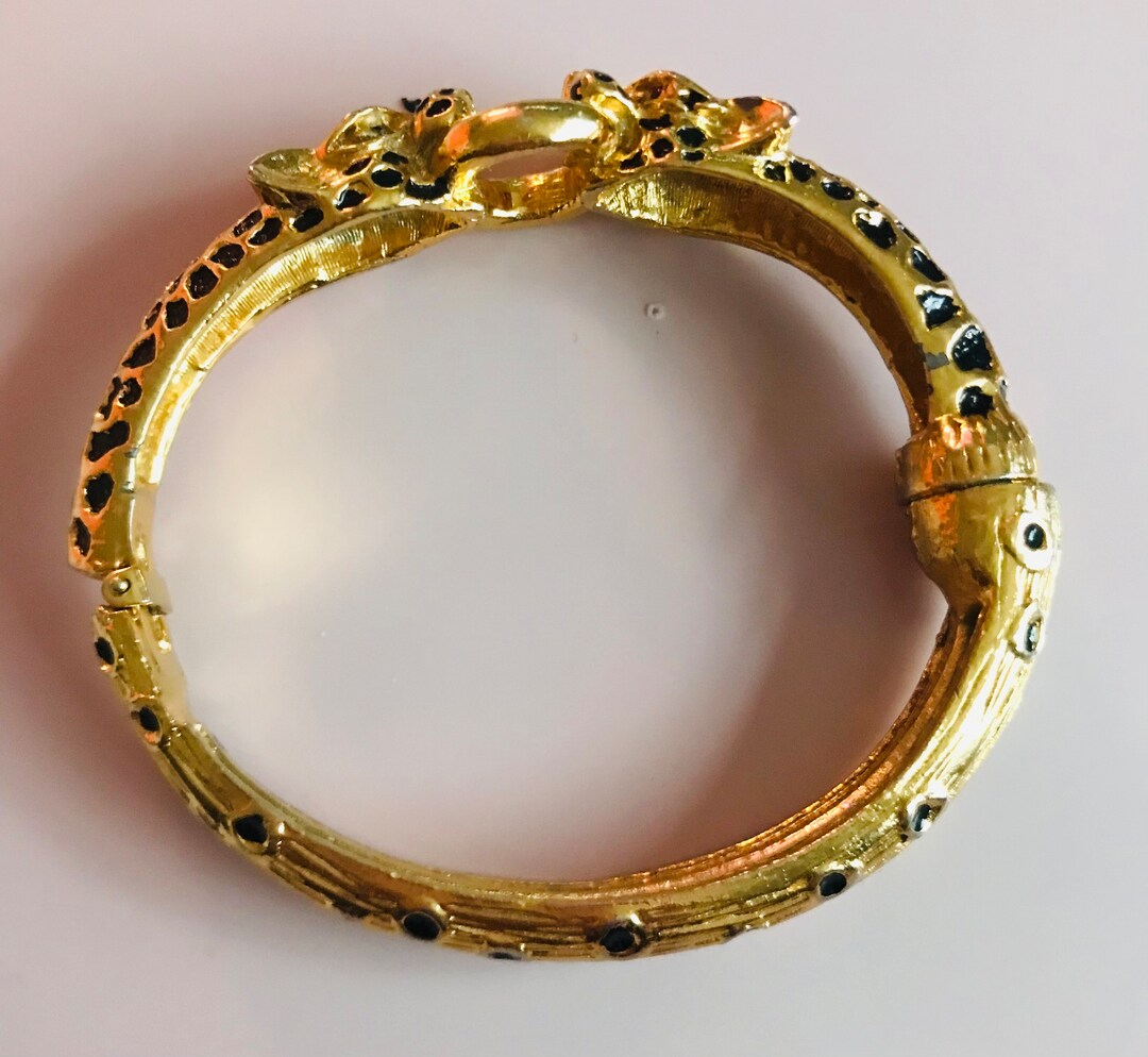 Signed Nicky Butler Double Panther Head Gold Tone Bangle - Etsy