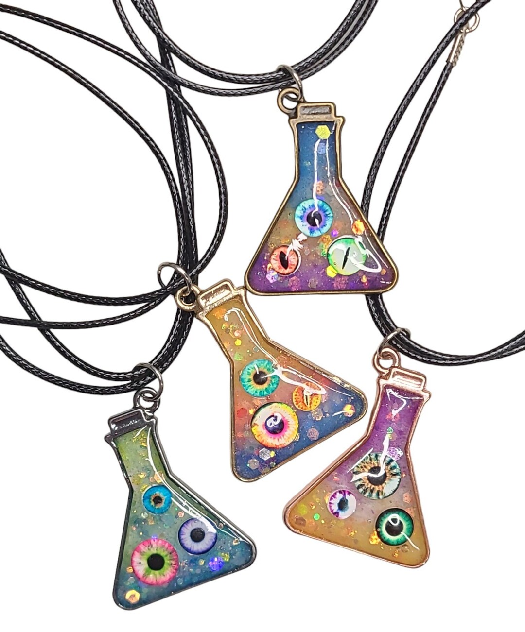 Unique Rainbow Potion Flask Pendant Necklace Glow N the Dark Eye Beaker ...