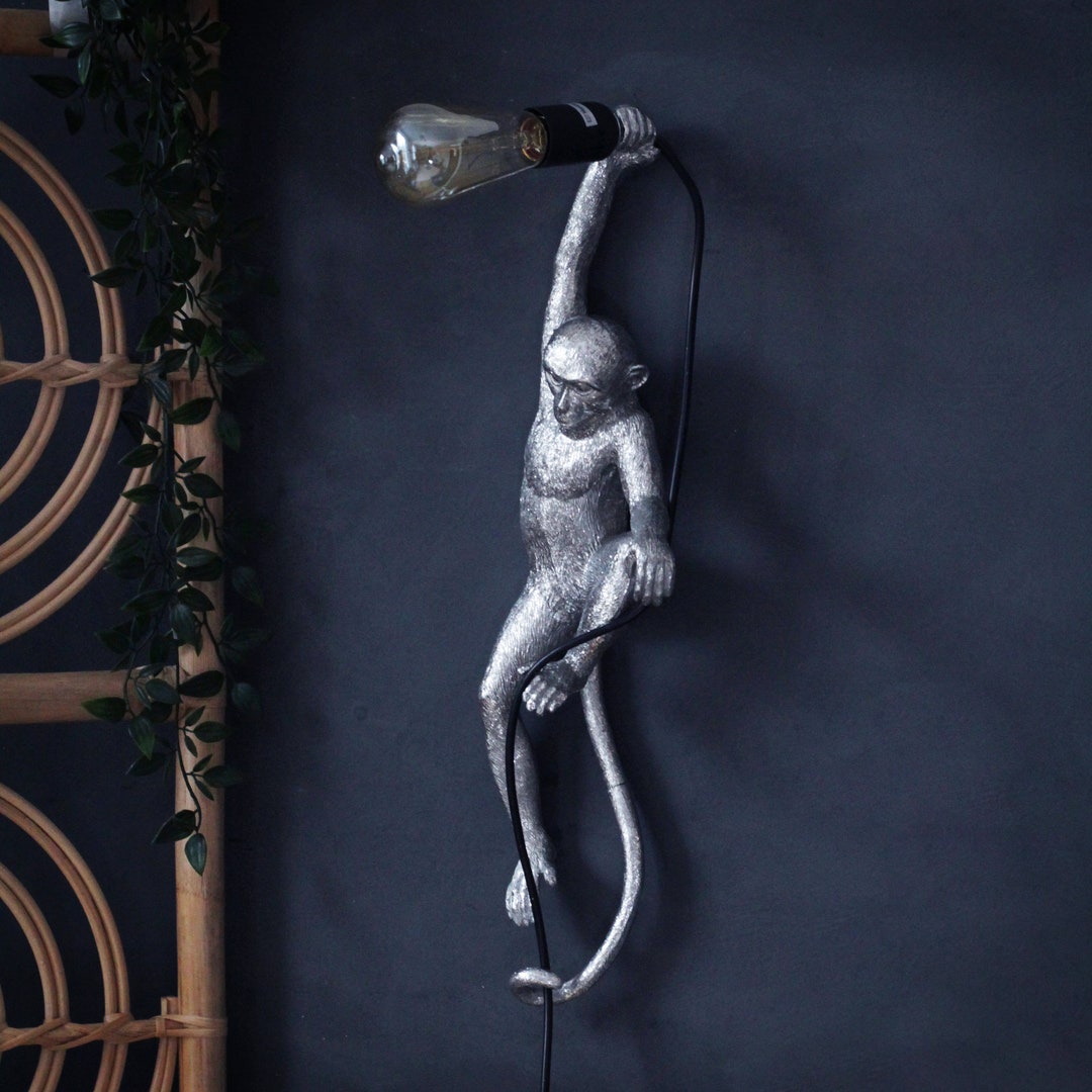 Silver Hanging Monkey Wall Light - Etsy UK