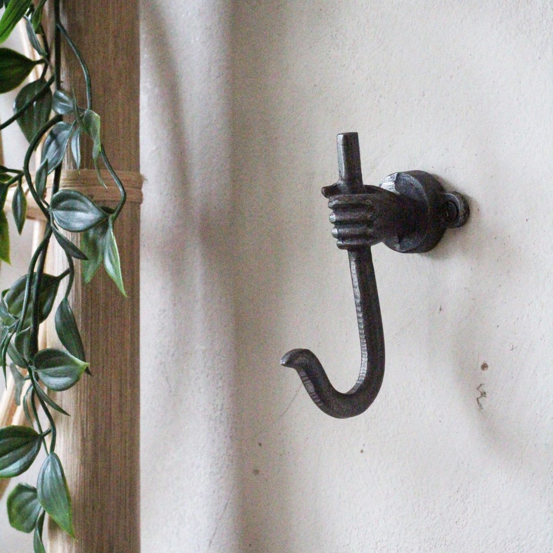 Cast Iron Hand Holding Hook - Etsy