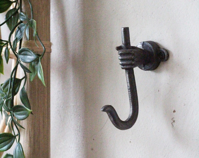 Cast Iron Hand Holding Hook - Etsy