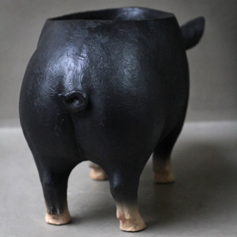 Black Pig Plant Pot, Pig Planter - Etsy