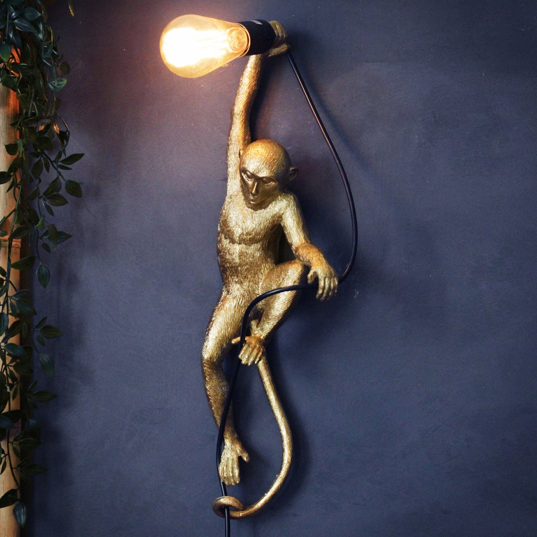 Gold Hanging Monkey Wall Light - Etsy