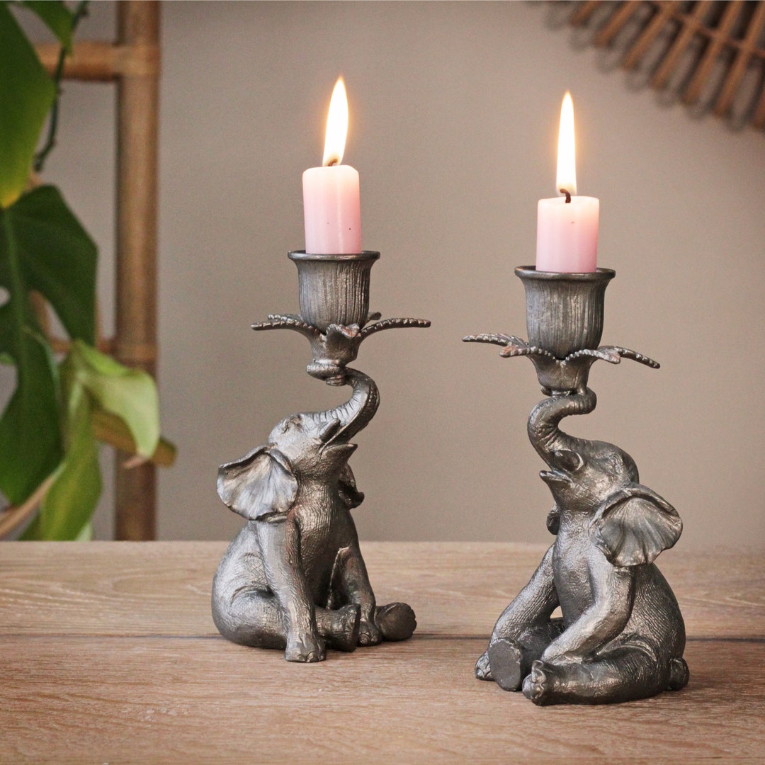 Silver Elephant Candlestick, Elephant Candle Holder - Etsy