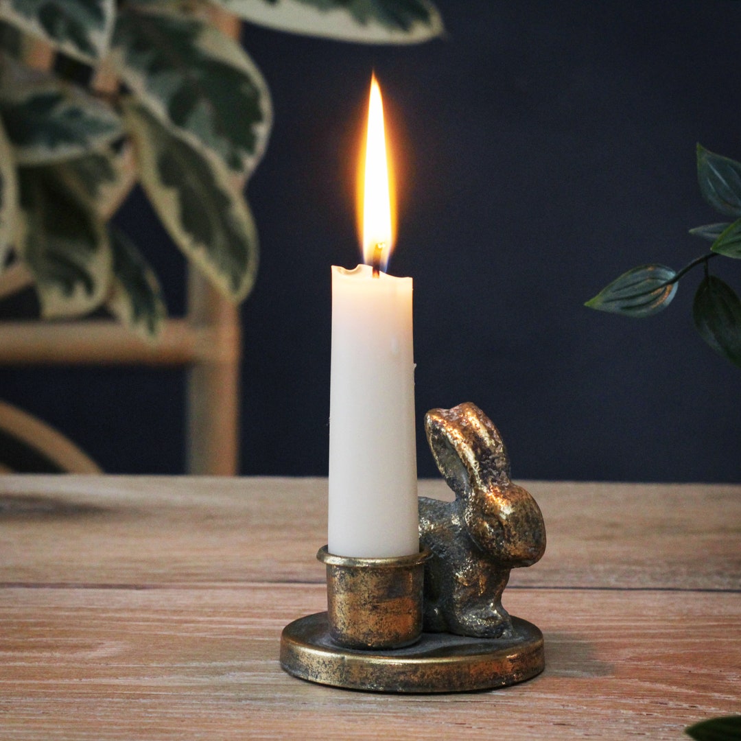 Set of 2 Gold Bunny Candle Holders - Etsy