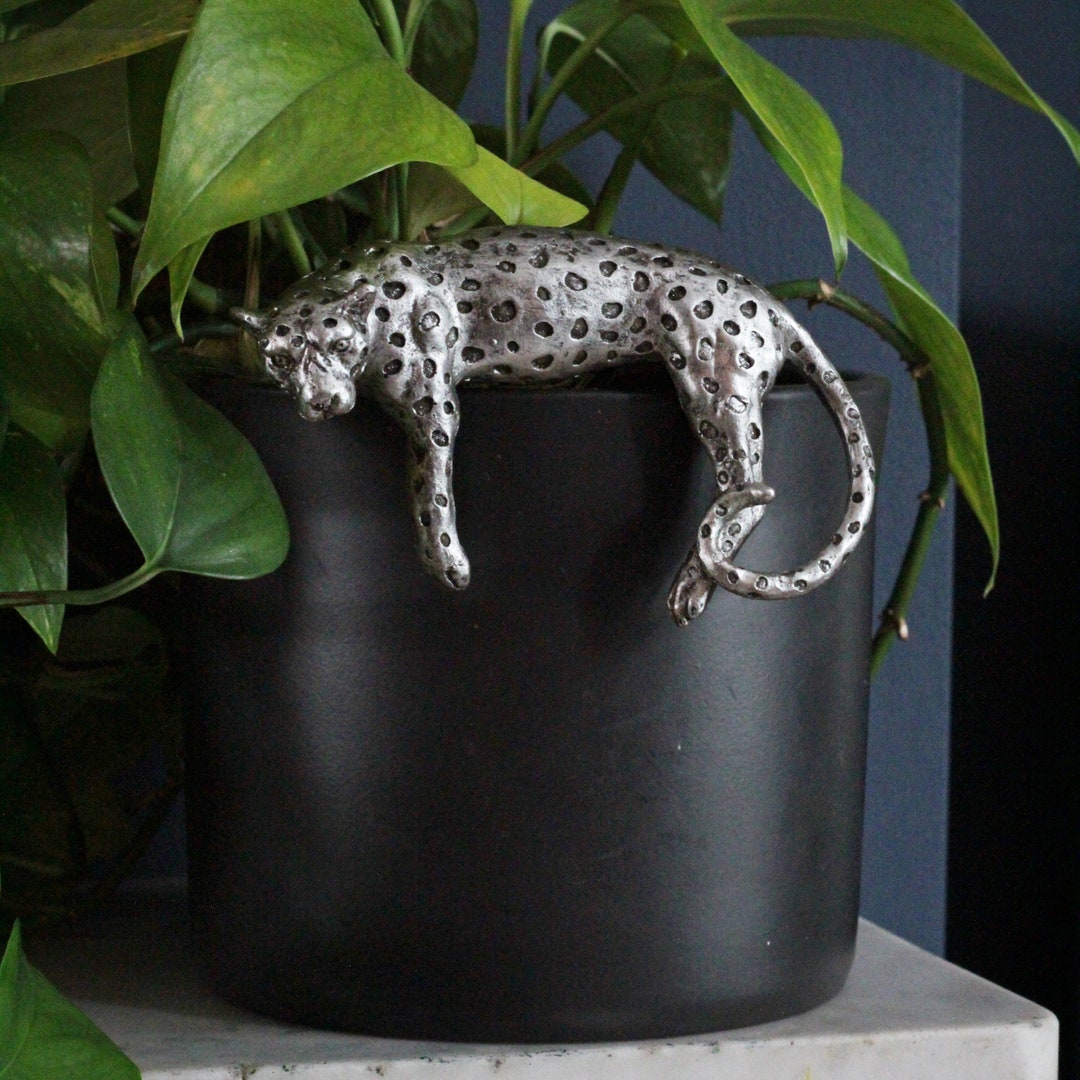 Large Silver Leopard Pot Hanger - Etsy