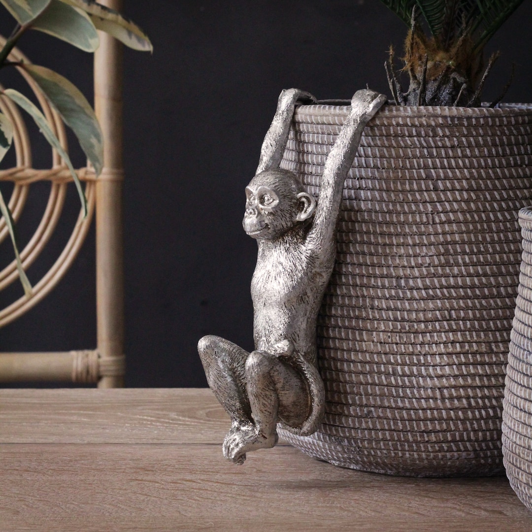 Large Silver Monkey Pot Hanger - Etsy