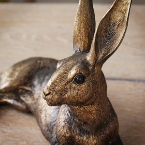 Bronze Laying Down Hare, Sitting Hare Ornament - Etsy UK
