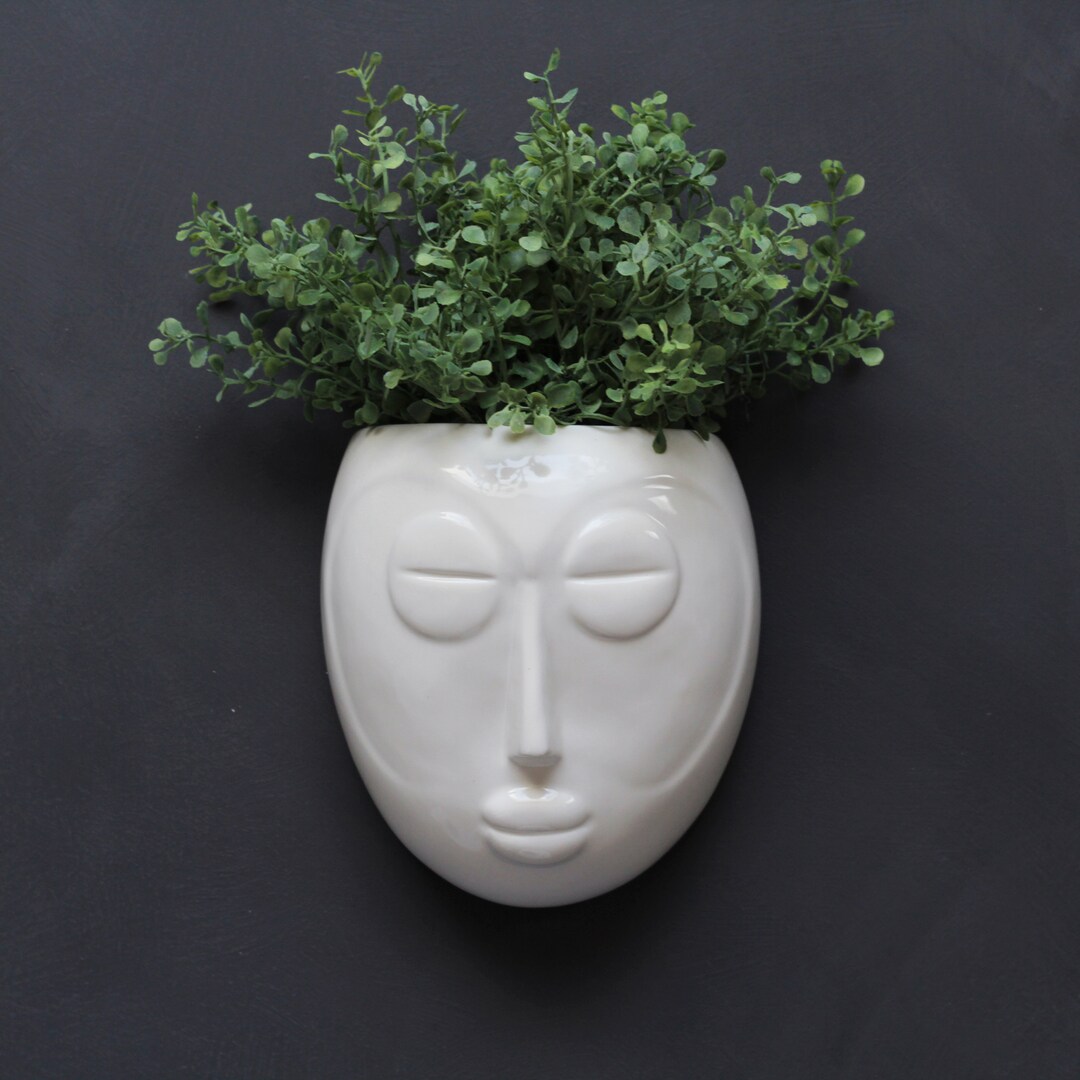Glazed White Face Wall Planter - Etsy