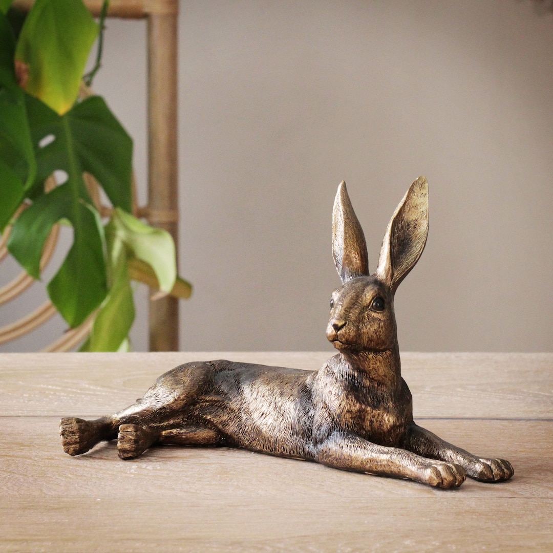 Bronze Laying Down Hare, Sitting Hare Ornament - Etsy