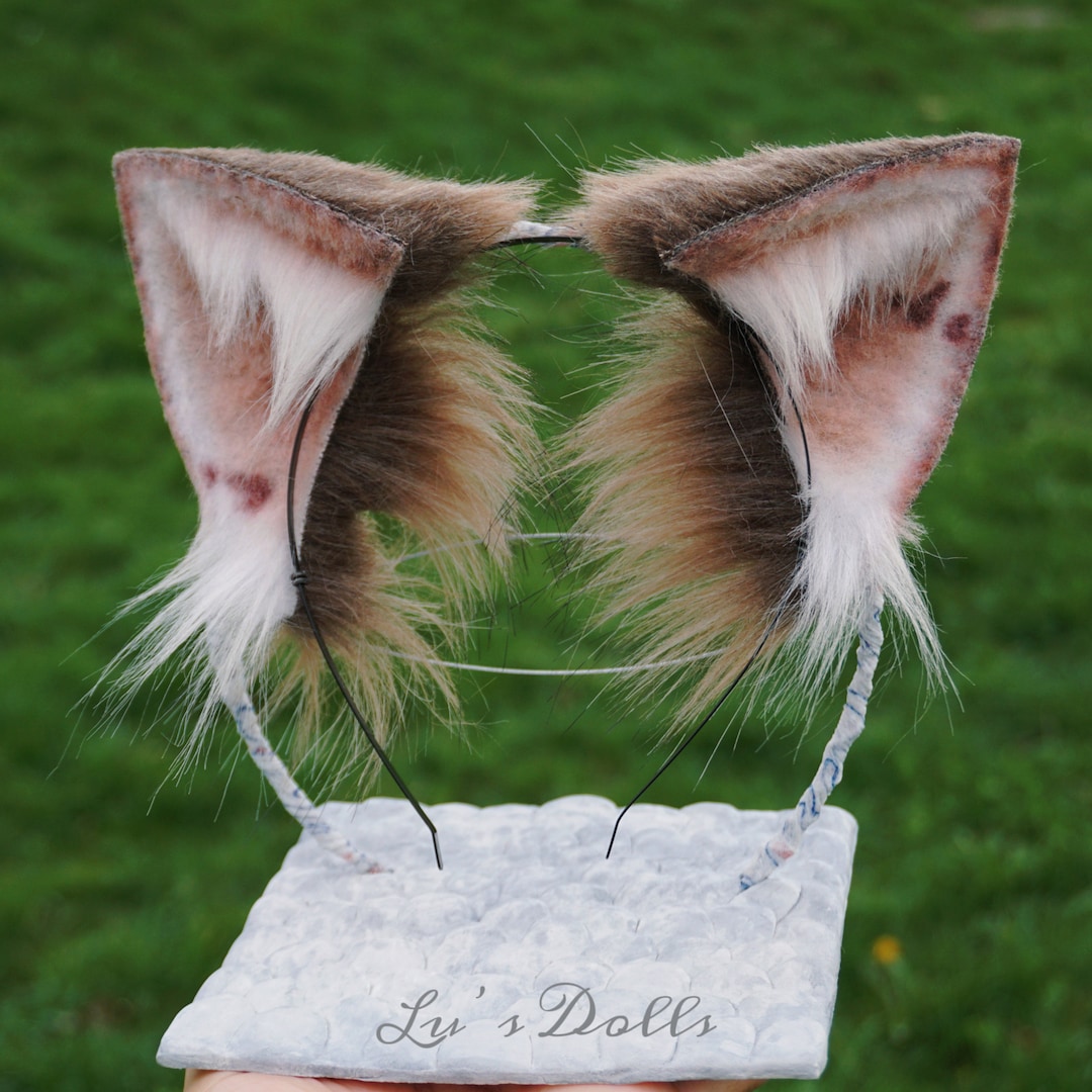 Cat Cos Ears, 3D Brown Magical Ear Simulation Forest Cat Furry Cosplay ...