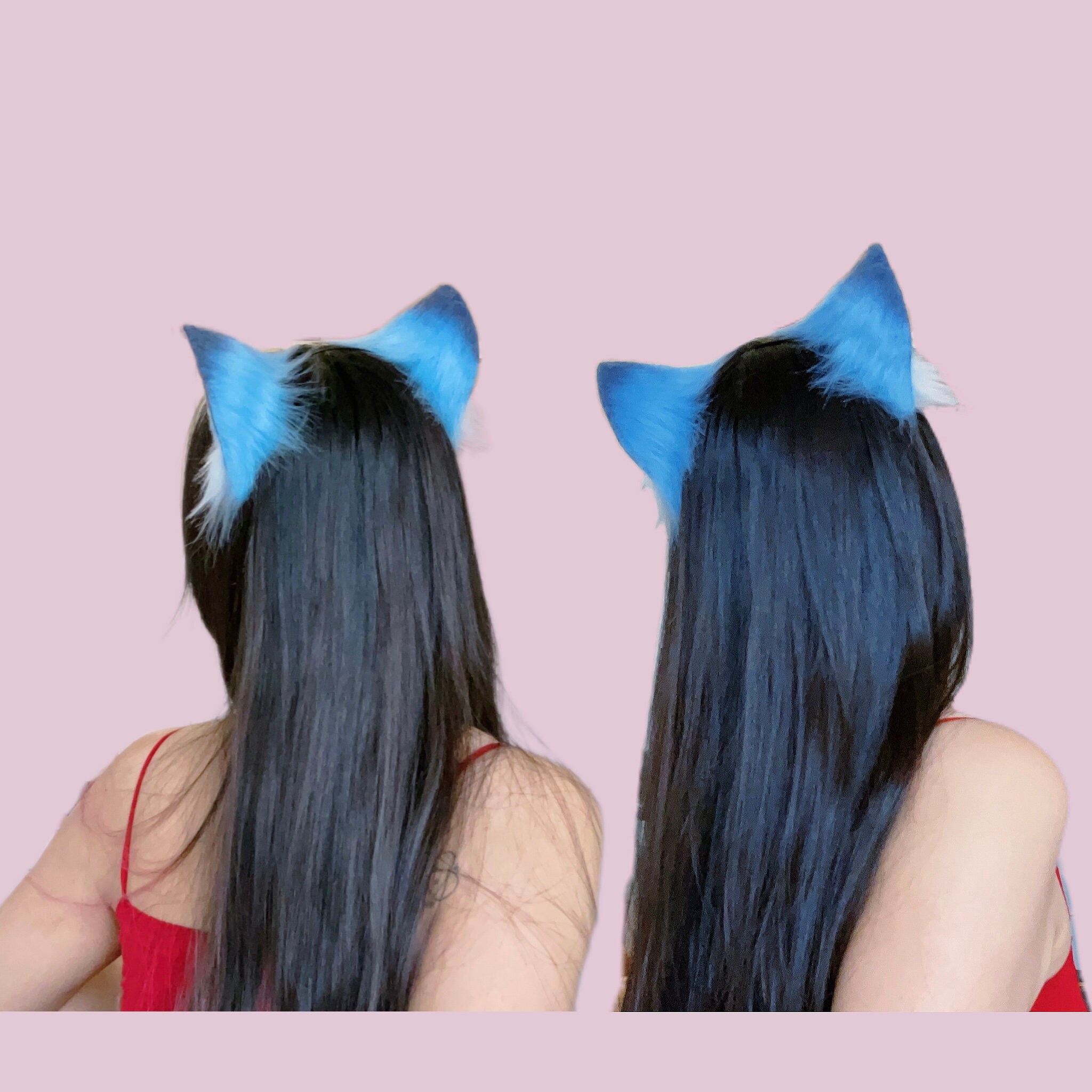 Cat Cos Ears, 3D Blue Magical Ear Simulation Fox Wolf, Furry Cosplaying ...