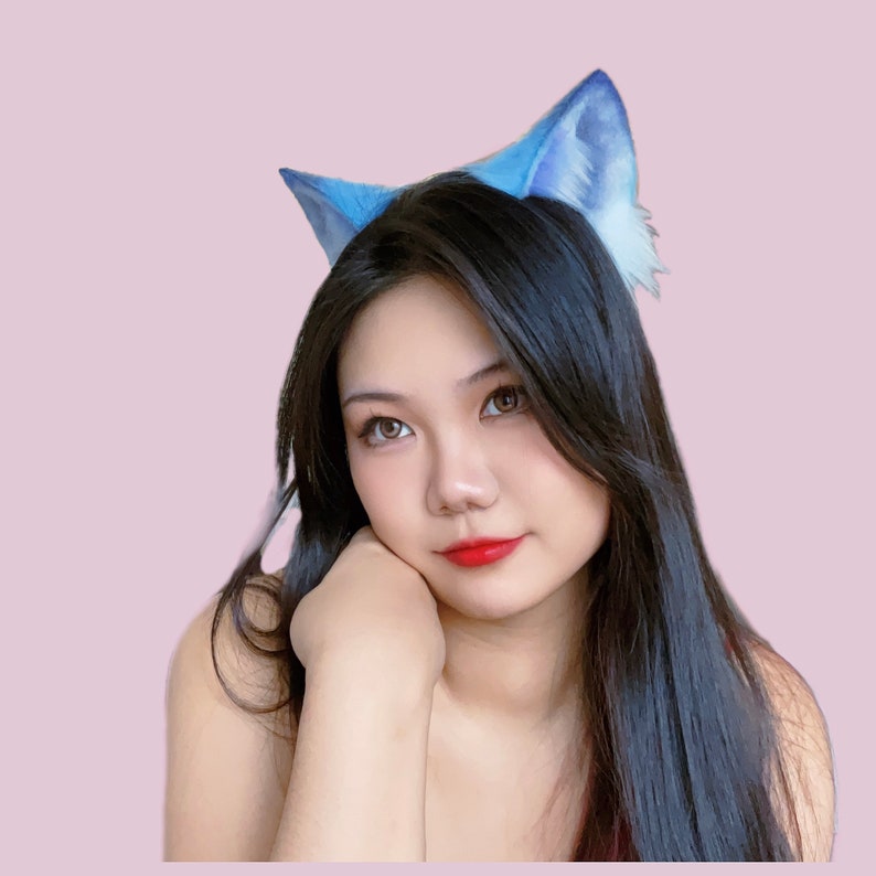 Cat Cos Ears, 3D Blue Magical Ear Simulation Fox Wolf, Furry Cosplaying ...