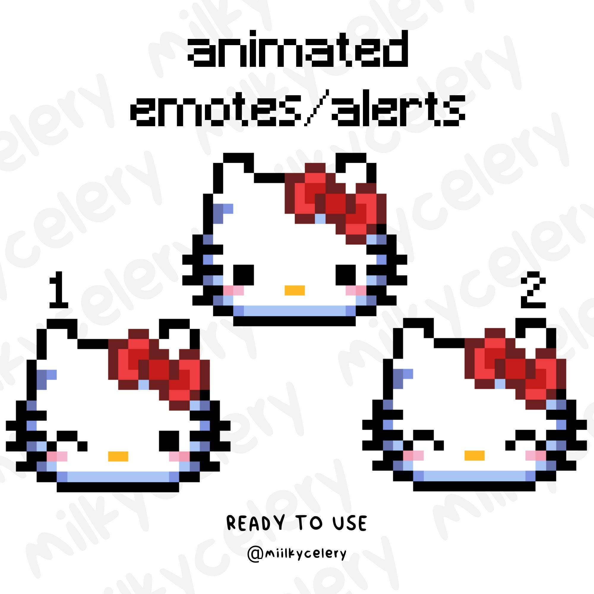 Kawaii Kitty Smiling & Winking Twitch Emote/alert Set Pixel Art 8 Bit ...
