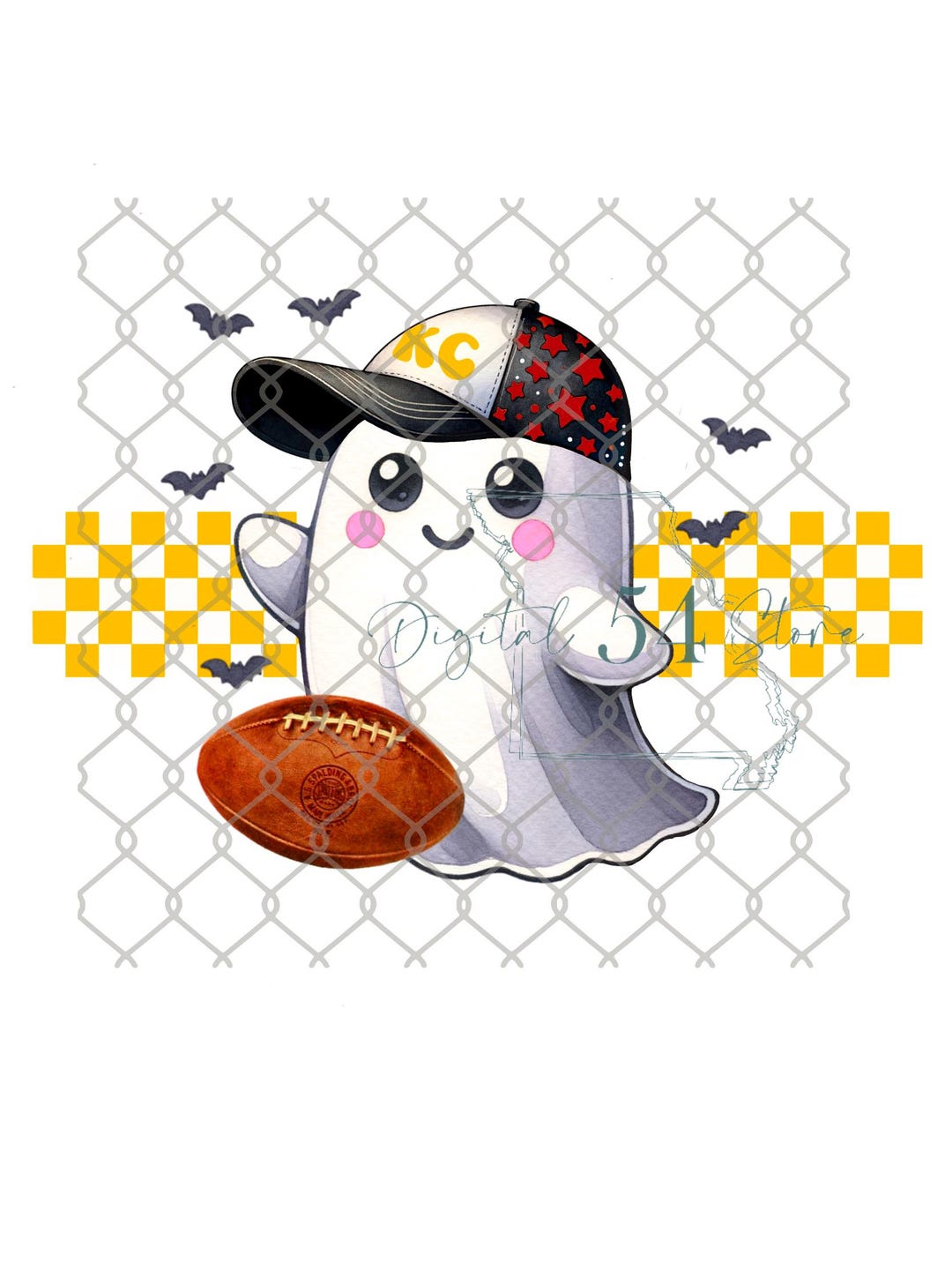 Football Ghost PNG | Red and Yellow | Digital File | Kingdom Ghost ...