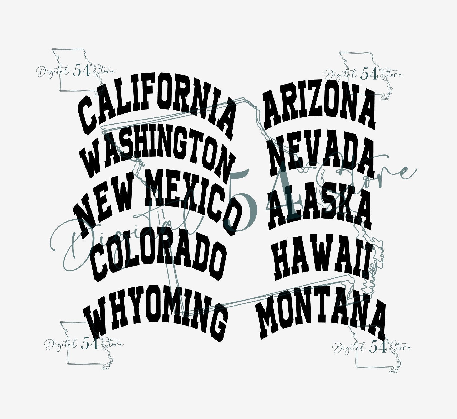 State SVG Files All 50 US States Digital Download Cut File Custom SVG ...
