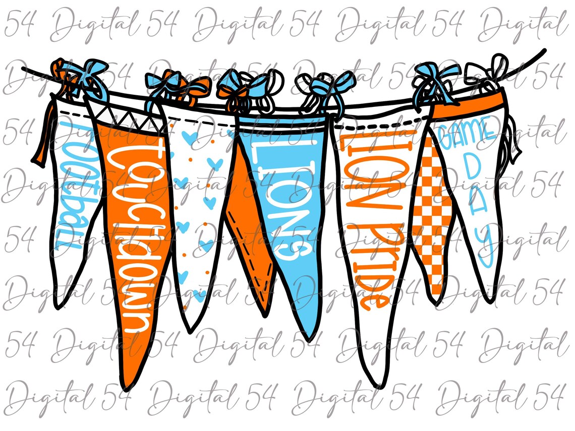 Lions PNG | Blue Orange | Digital File | Go Fight Win | Custom Pennant ...