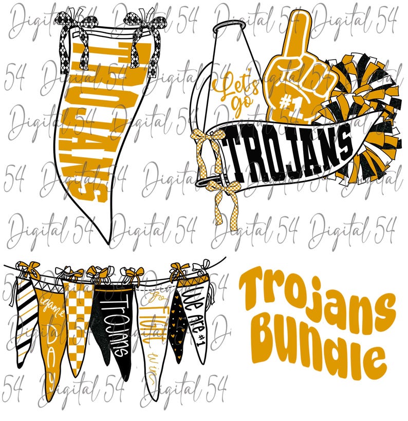 Trojans Pennant Bundle PNG | Cute Digital File | Go Fight Win | Cute ...