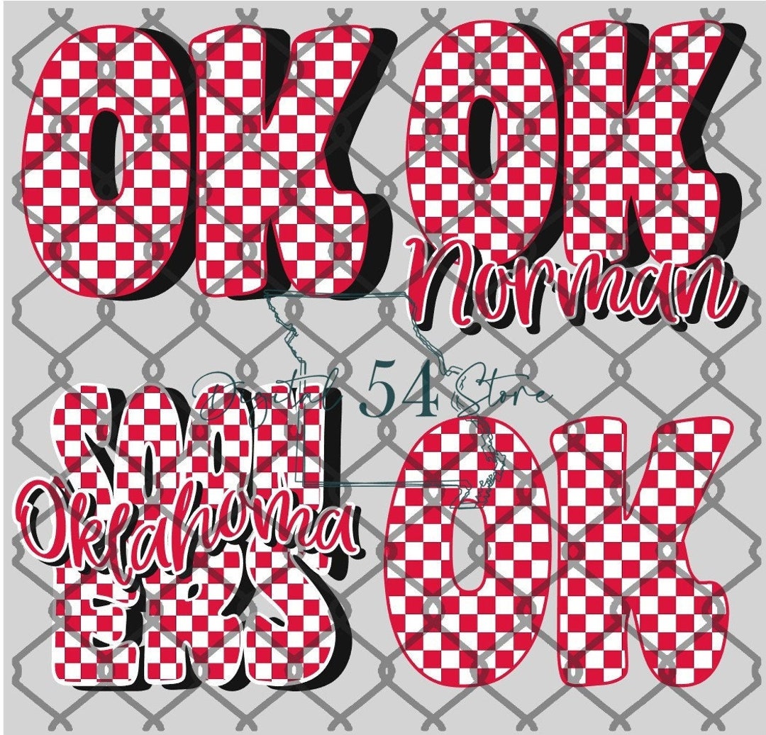 Oklahoma PNG | Crimson | Digital File | OK | Ready to Print | Checkered ...
