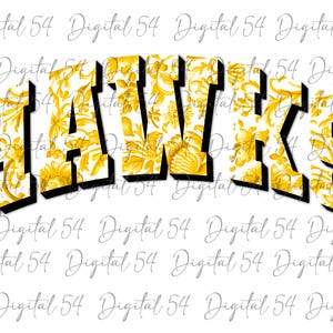 Hawks PNG | Cute Yellow Floral | Digital Download | School Spirit ...