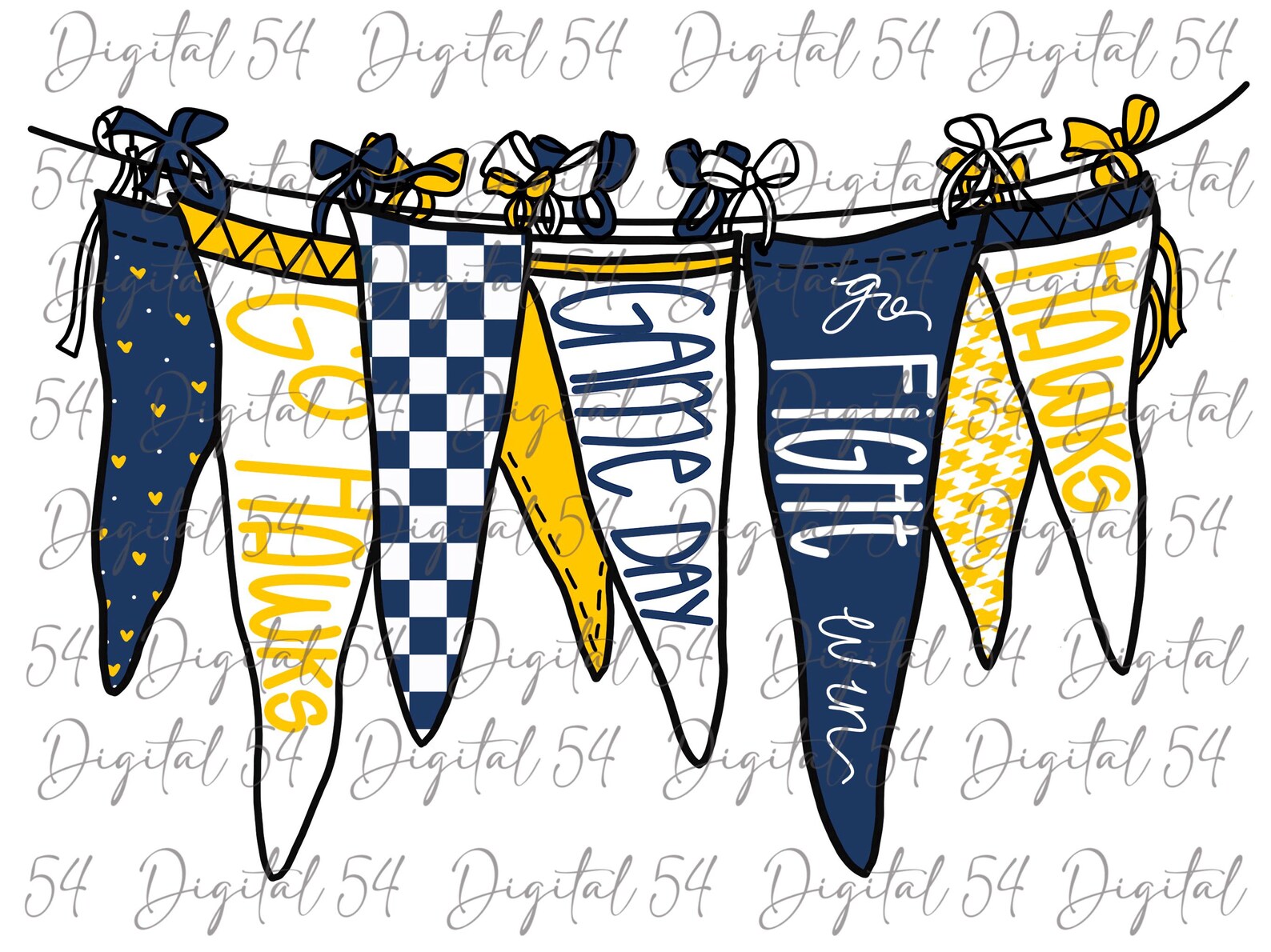 Hawks PNG | Navy Yellow | Digital File | Go Fight Win | Custom Pennant ...