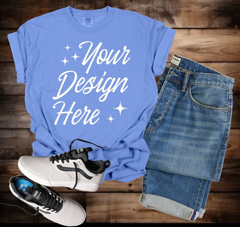 Comfort Colors 1717 Flo Blue Unisex Comfort Colors Flat Lay Mock ...