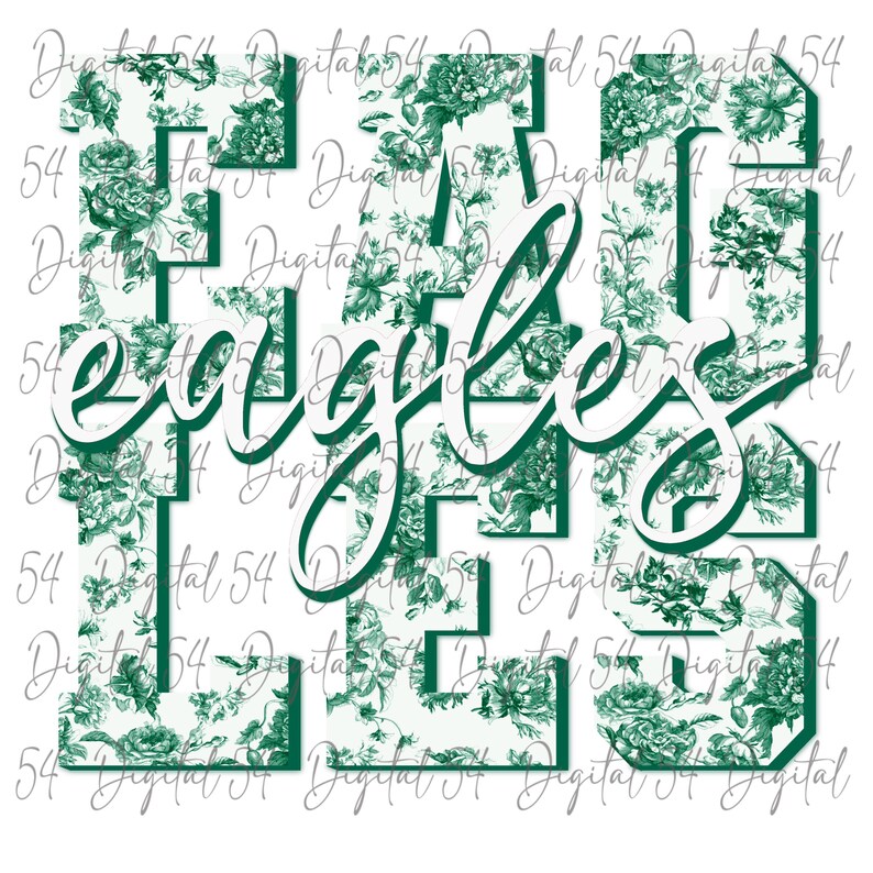 Eagles PNG | Green Floral Print | Digital File | Football | Ready to ...