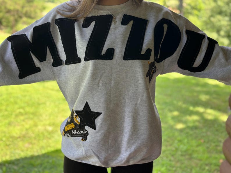 Mizzou Patchwork Crewneck Sweatshirt | Trendy | Cute Spirit Wear | Game ...