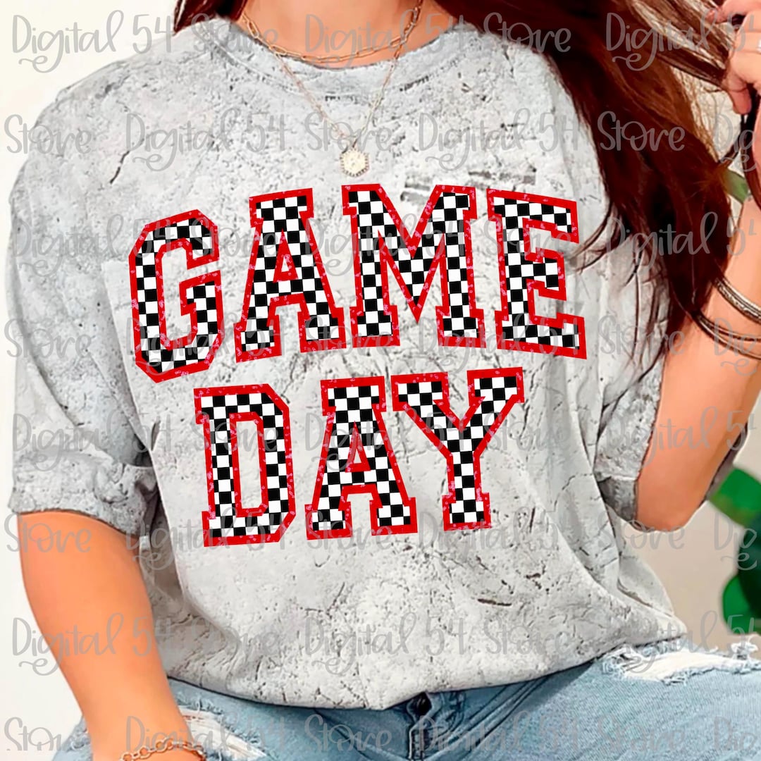 Game Day PNG | Red Sequin | Digital File | Ready to Print | Checkered ...