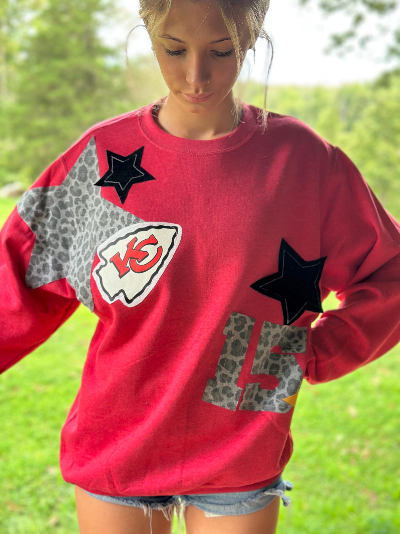 Chiefs Patchwork Crewneck L One of a Kind I Unique Game Day Gear L ...
