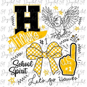 Hawks School Spirit PNG: Black and Gold Design (digital File) - Etsy