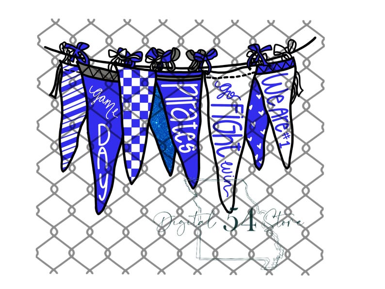 Pirates PNG Blue White Digital File Go Fight Win Custom Pennant Checker ...