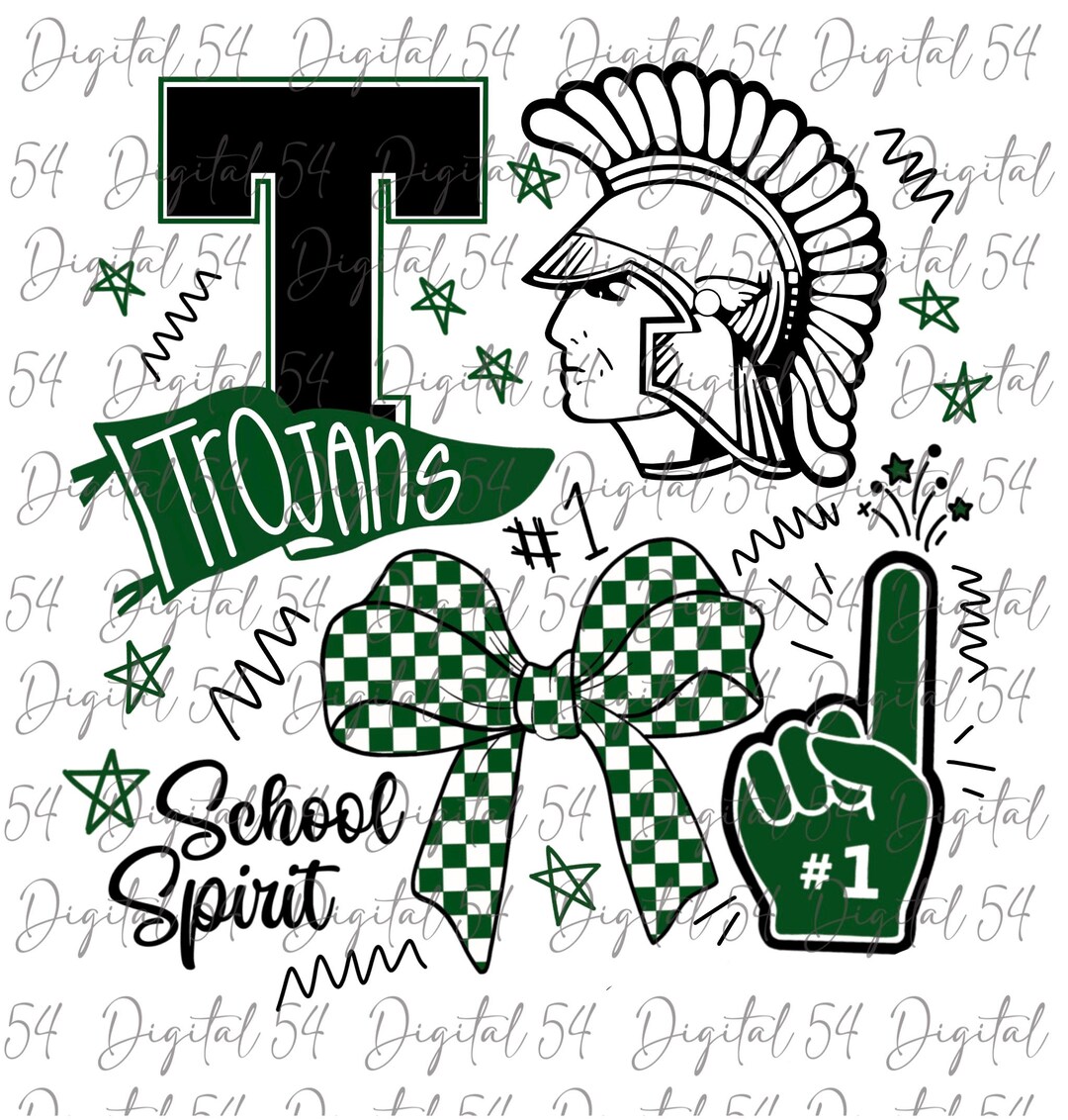 Trojans PNG | Green White | Digital File | Go Fight Win | Custom ...