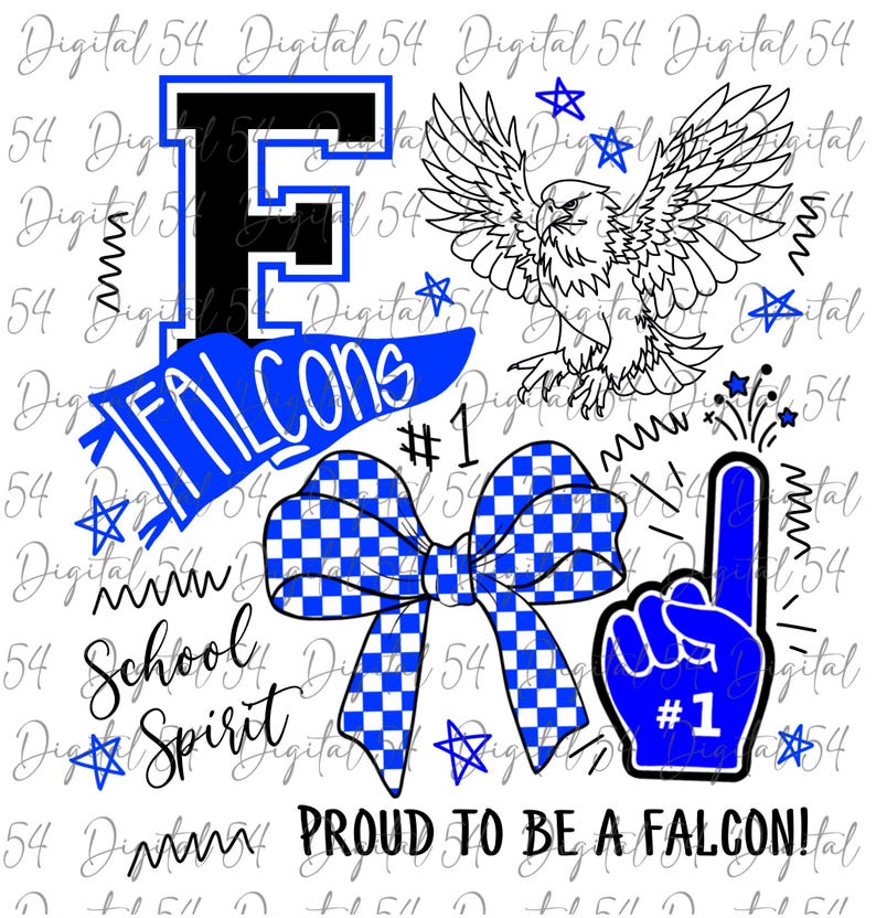 Falcons Busy PNG | Blue White | Digital File | Go Fight Win | Custom ...