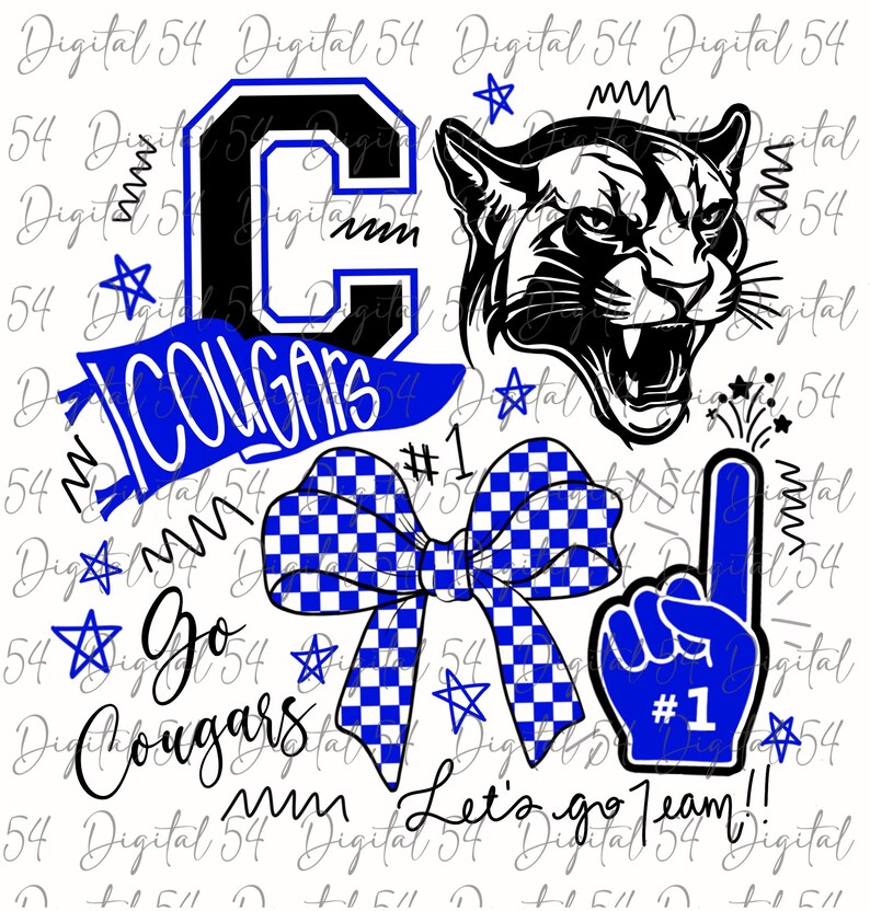 Cougars Busy Design PNG | Digital File | Go Fight Win | Custom Pennant ...