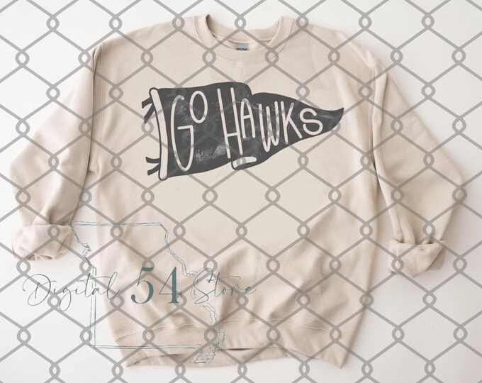 Go Hawks Pennant PNG TWO Prints Digital Download Cut File School Spirit Custom PNG Football ...