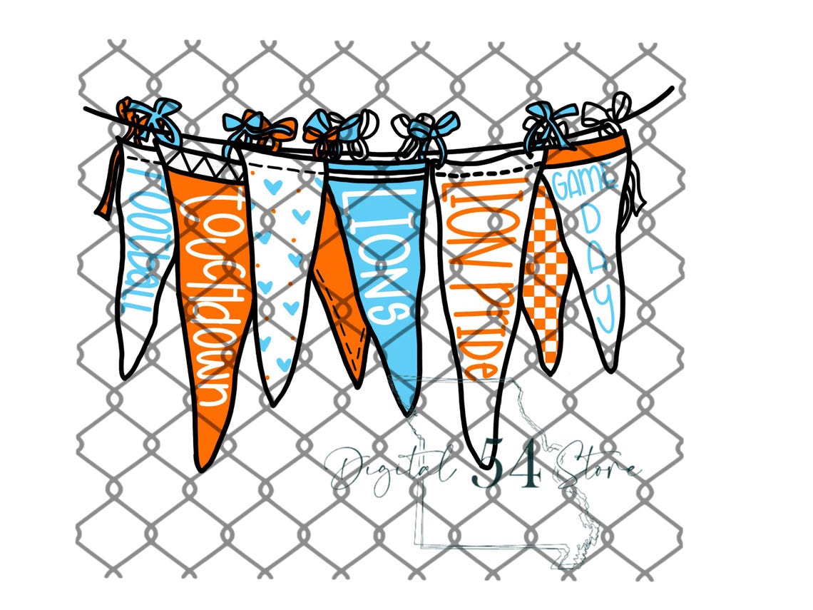 Lions PNG | Blue Orange | Digital File | Go Fight Win | Custom Pennant ...