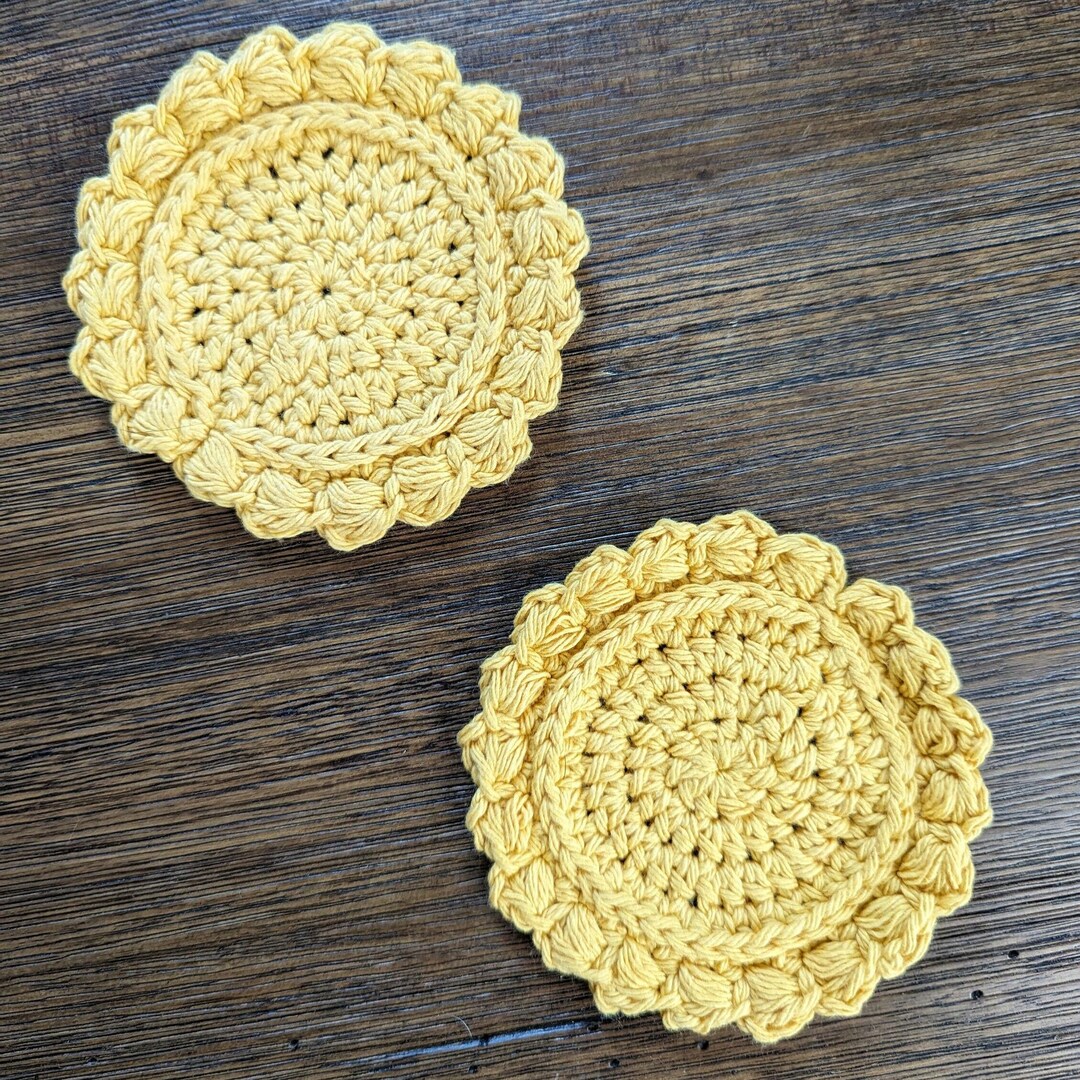 Circular Coasters | Choose Colors | Crocheted | Set of 2 - Etsy