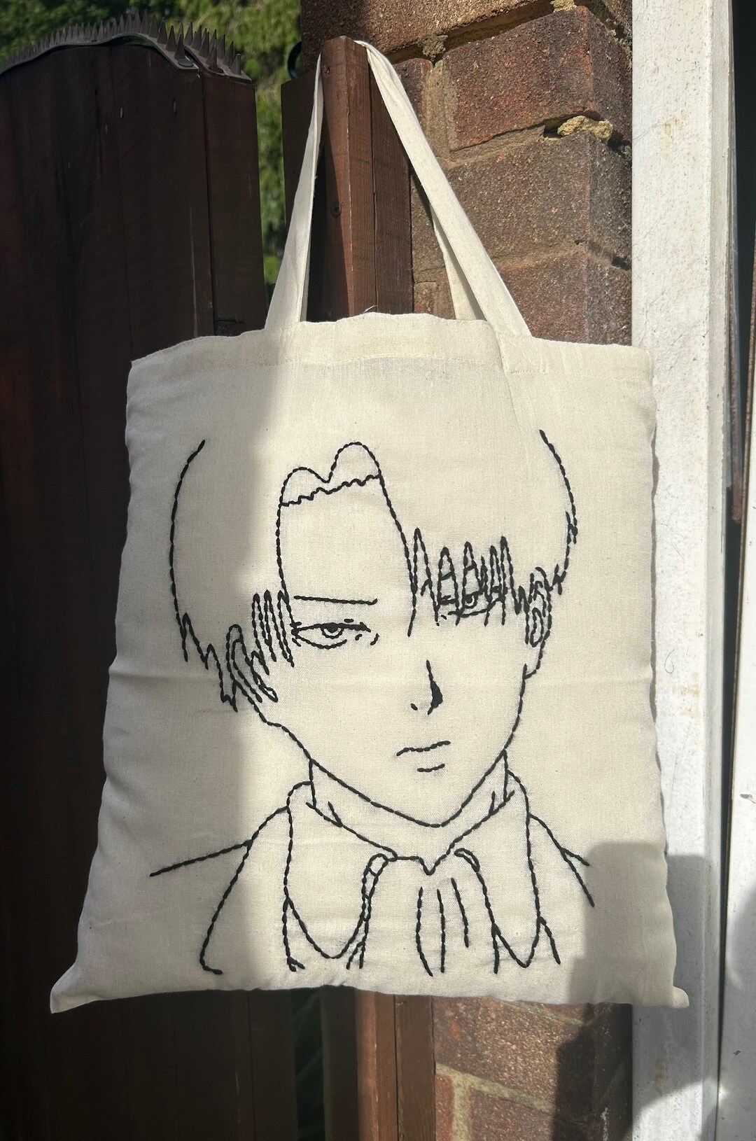 Hand Embroidered Levi Ackerman AOT Tote Bag - Etsy