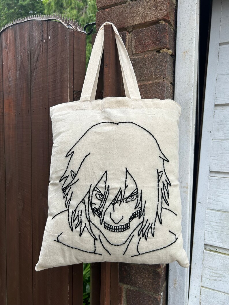 Hand Embroidered Eren Yeager Titan AOT Tote Bag - Etsy