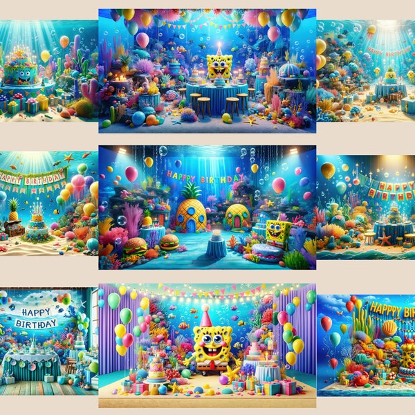 Spongebob Digital Background - Etsy