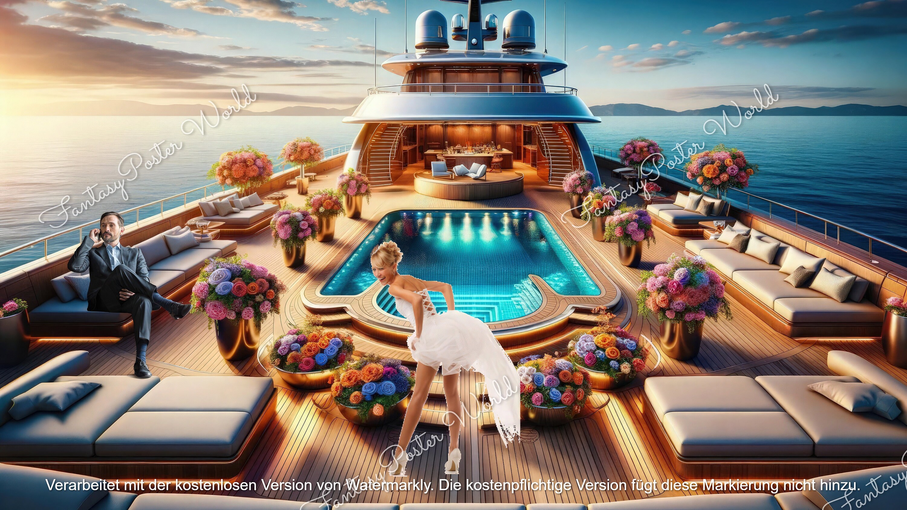 Luxury Yacht Romantic Backdrop, Birthday Wedding Anniversary Groom ...