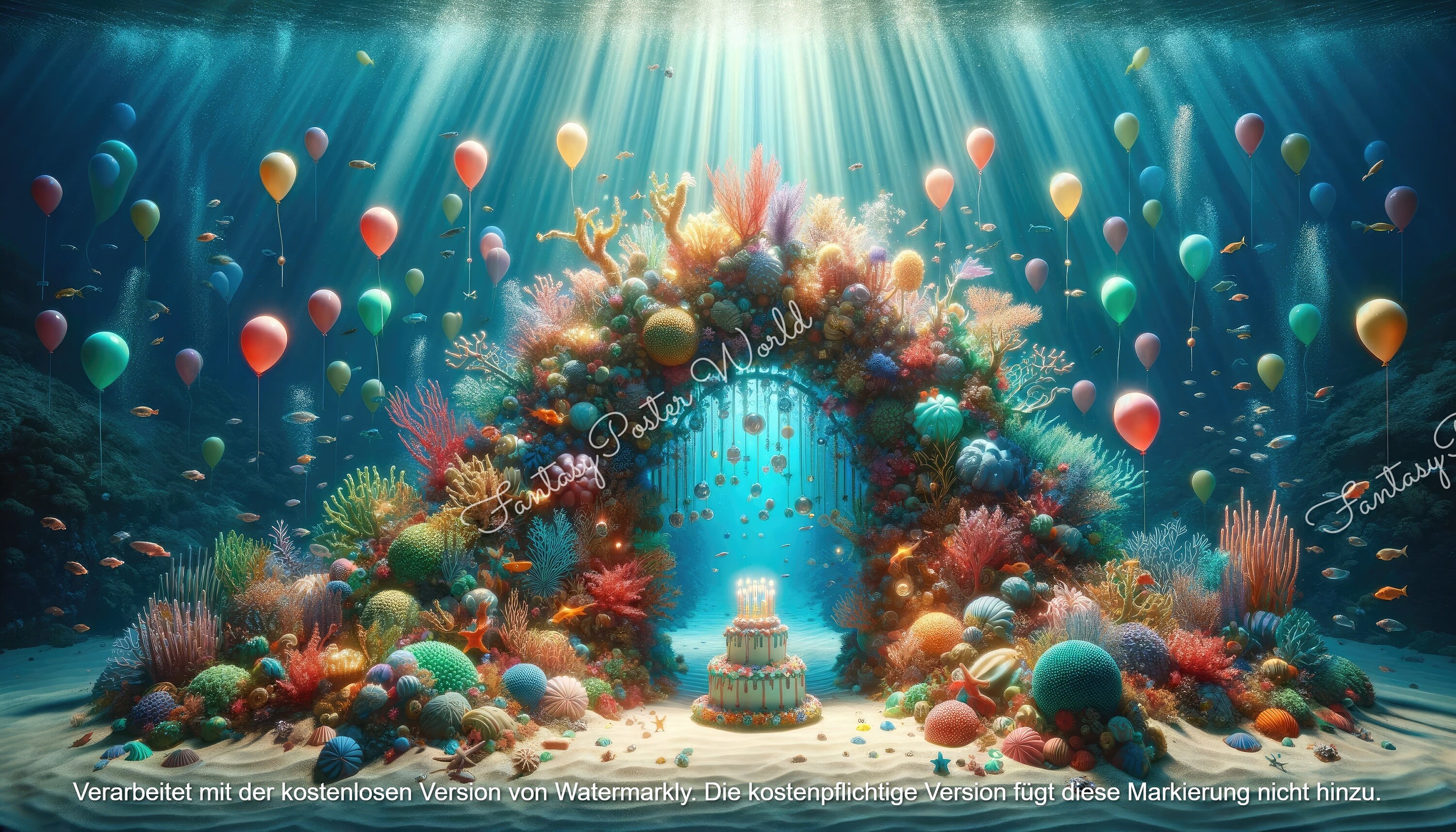 Ocean Underwater Background, Wedding Birthday Party Seashell Digital ...
