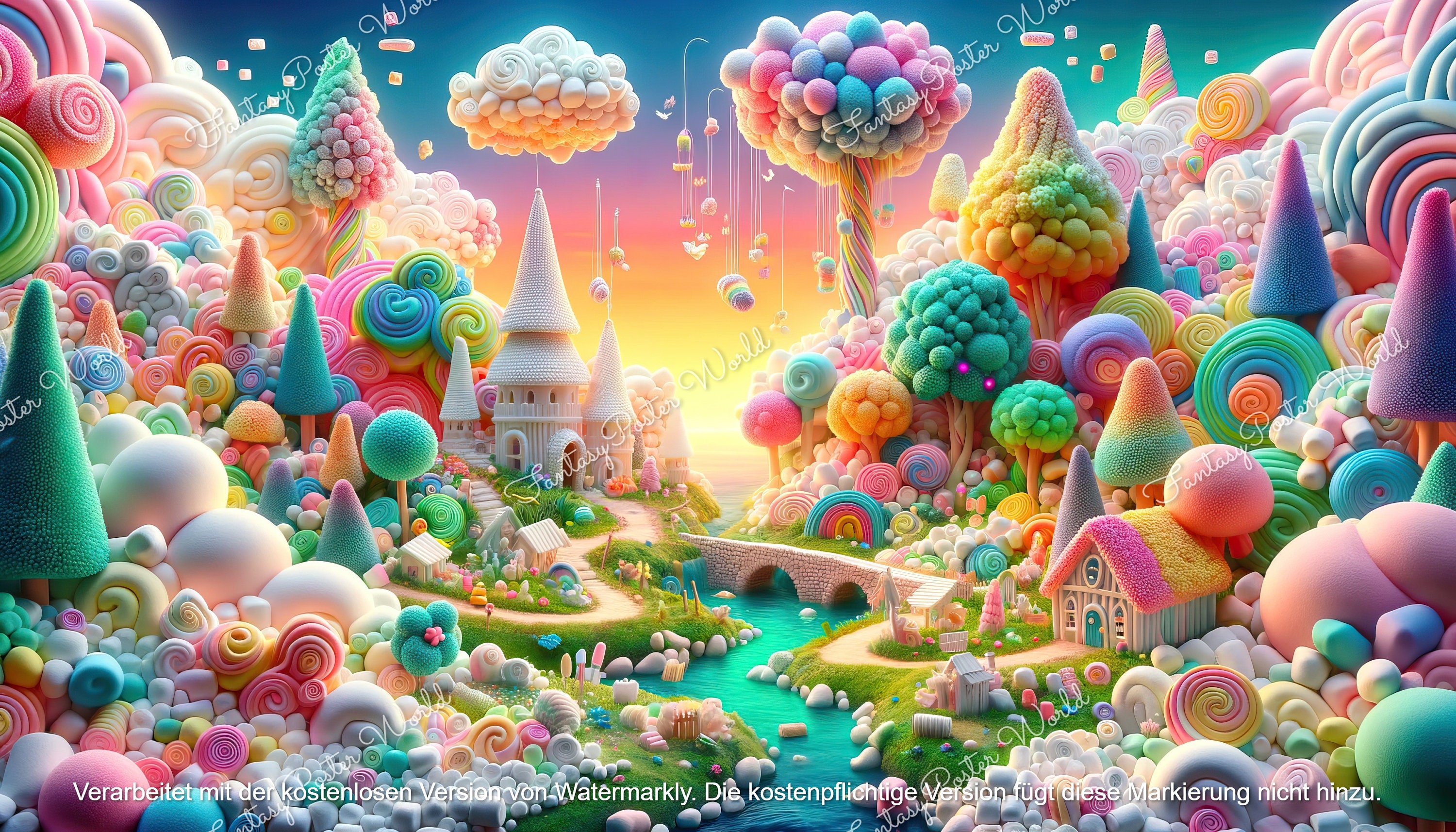 Sweet Candy Background Digital Marshmallow World, Colorful Backdrop ...